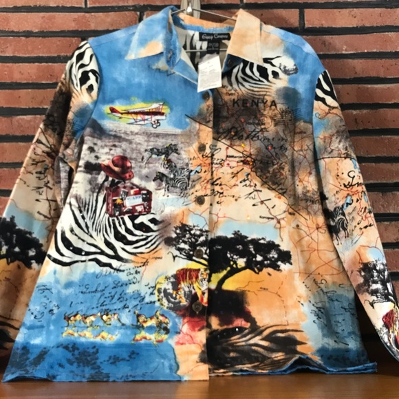 Gaudy Couture | Tops | Gaudy Couture Safari Button Down Jacket Szl ...